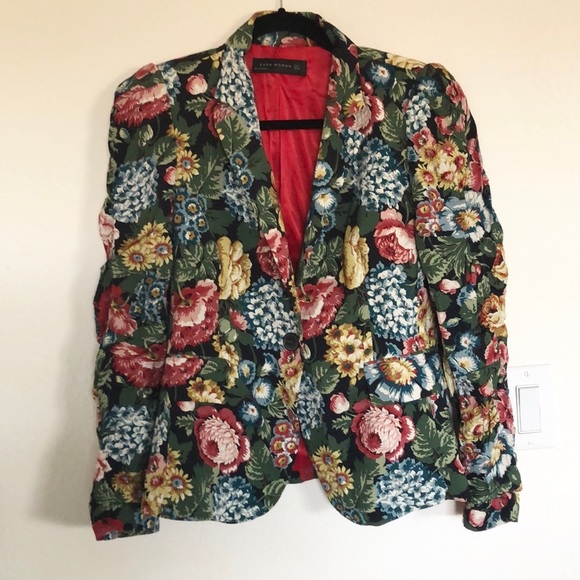 Zara | Jackets & Coats | Zara Floral Blazer | Poshmark